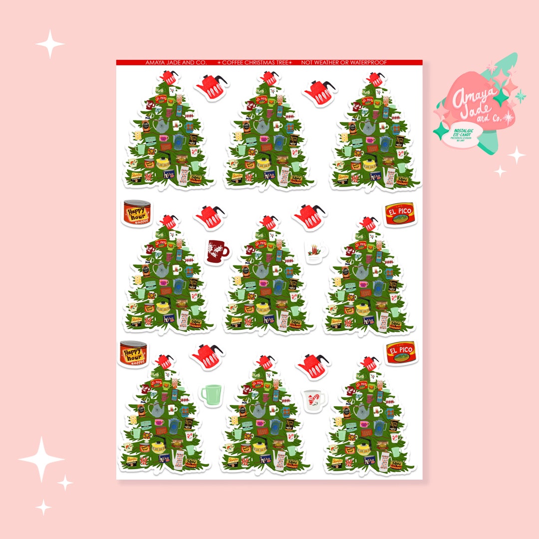 Coffee Christmas Tree Stickers, Nostalgic Stickers, Christmas Stickers ...