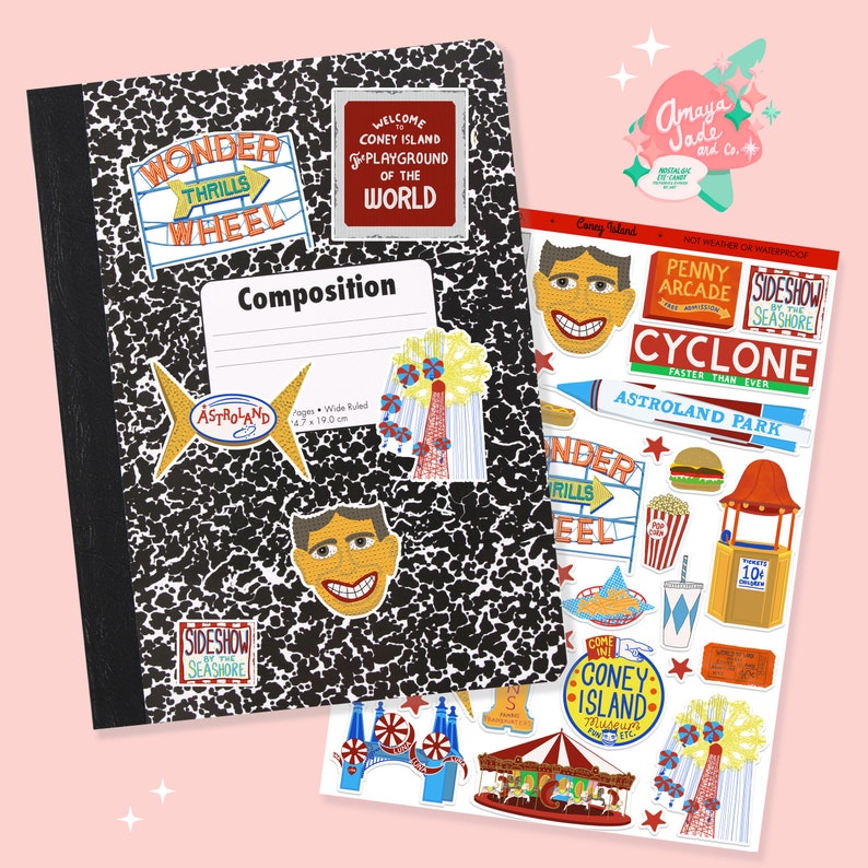 Coney Island Sticker Set: Retro Travel Theme, 50's Nostalgia - Etsy