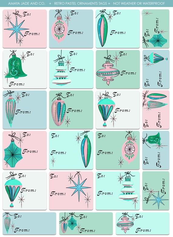 Retro Pastel Ornaments Labels Art Sticker Set Stickers - Etsy
