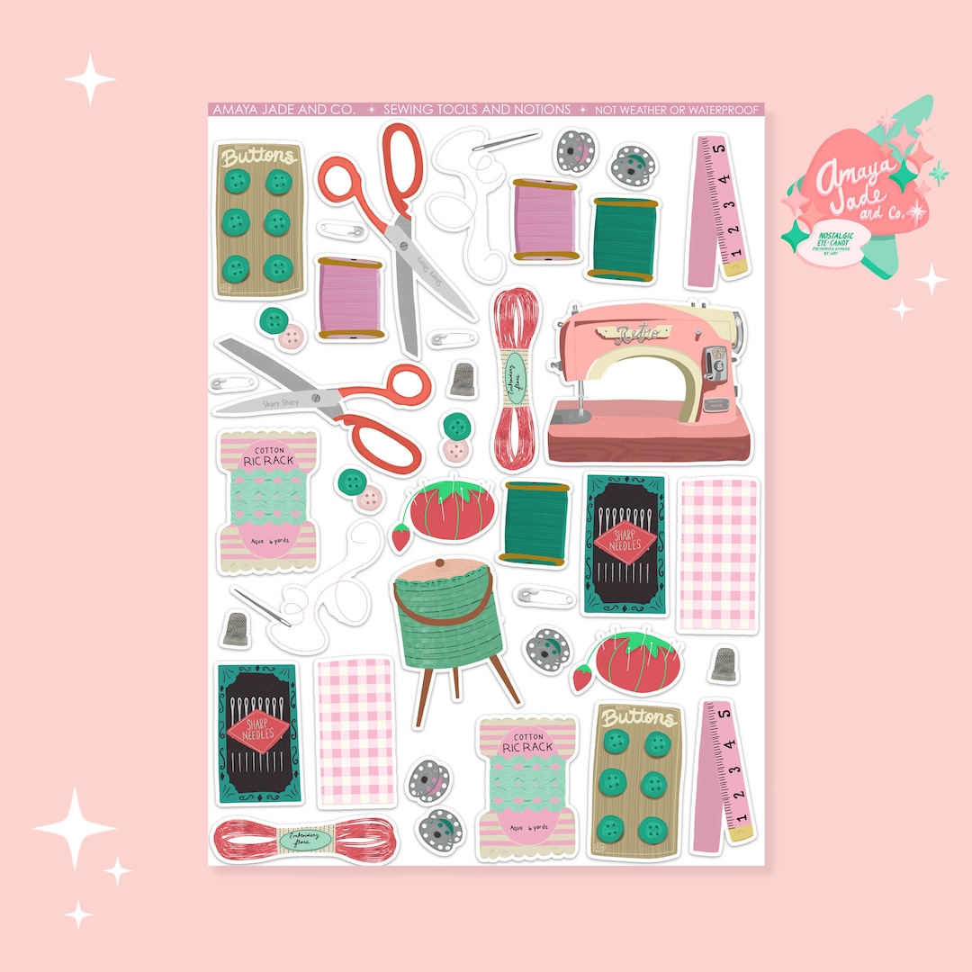 Sewing Stickers Set, Sewing Machine Stickers, Birthday Gift for Her ...