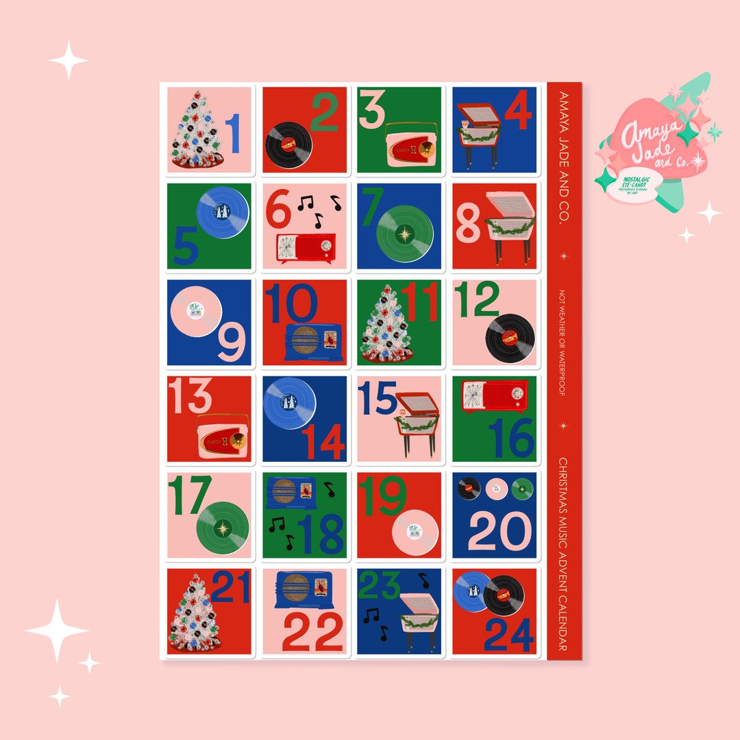 Christmas Advent Calendar, 12 Days of Christmas, Advent Stickers ...