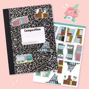 Mid-century Modern, Watercolor Houses, Sticker Sheet, House Stickers ...