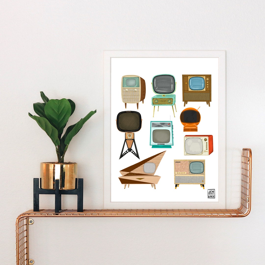 Vintage Television Art Print: Mid-century Modern Retro TV - Etsy