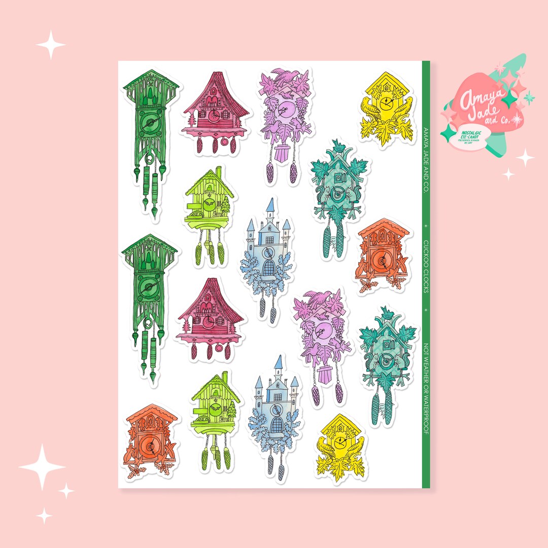 Clock Stickers Set, Cuckoo Clocks, Nostalgic Stickers, Birthday Gift ...
