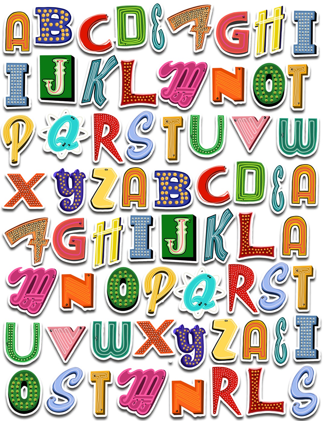 Vintage Sign Alphabet Art Sticker Set Stickers Labels - Etsy