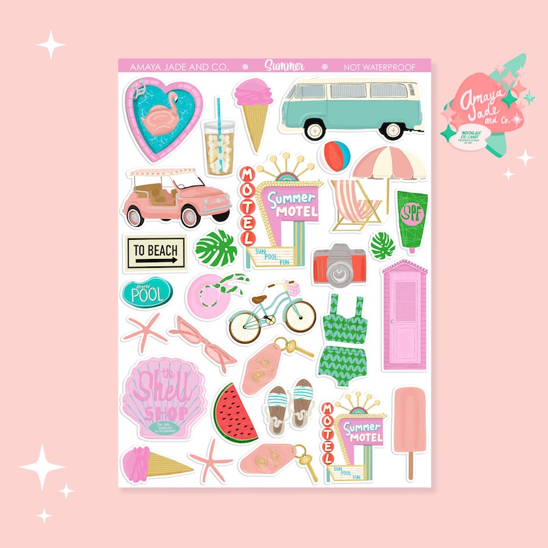 Summer Stickers - Etsy