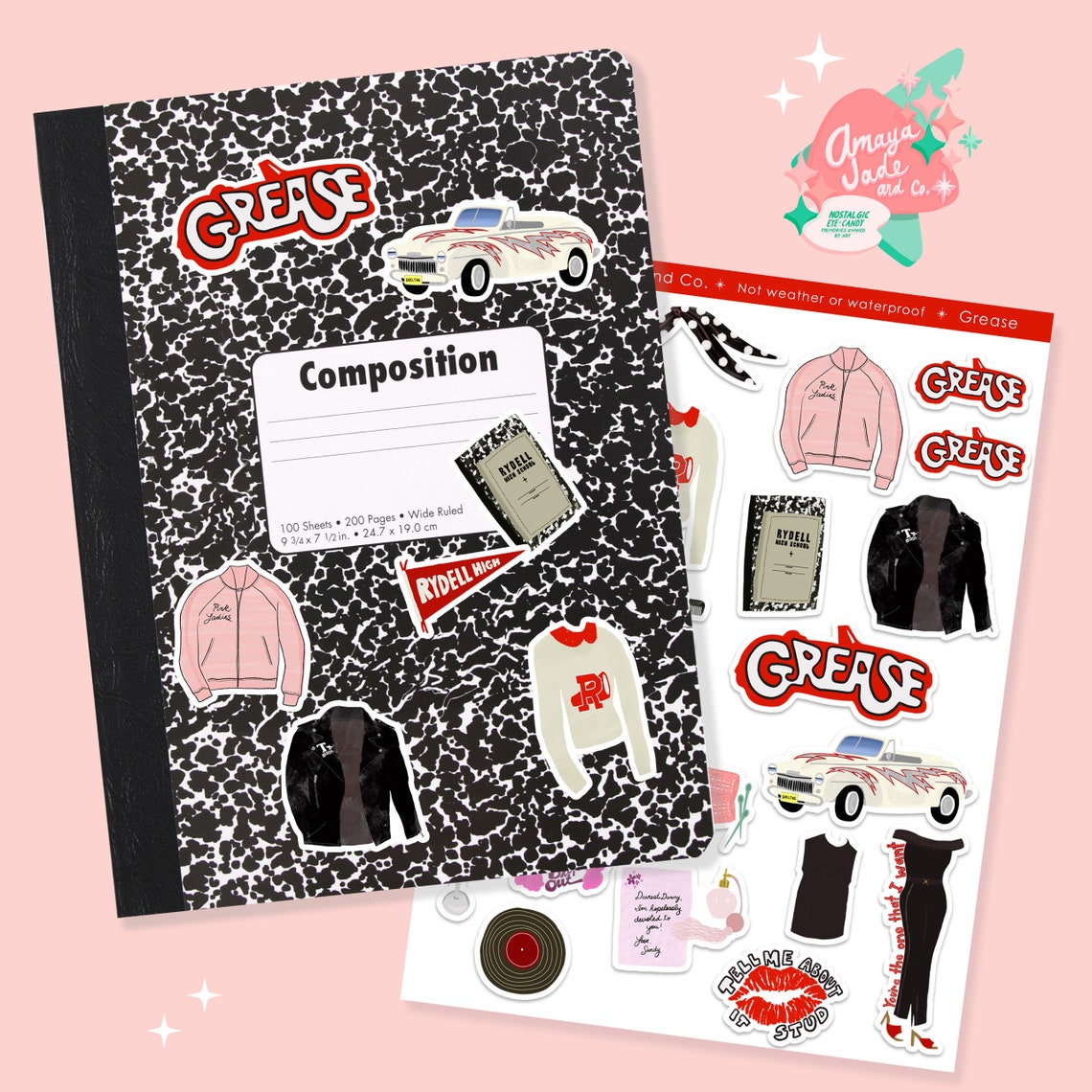 Grease Movie Stickers: Nostalgic Party Decor, Scrapbook Stickers - Etsy