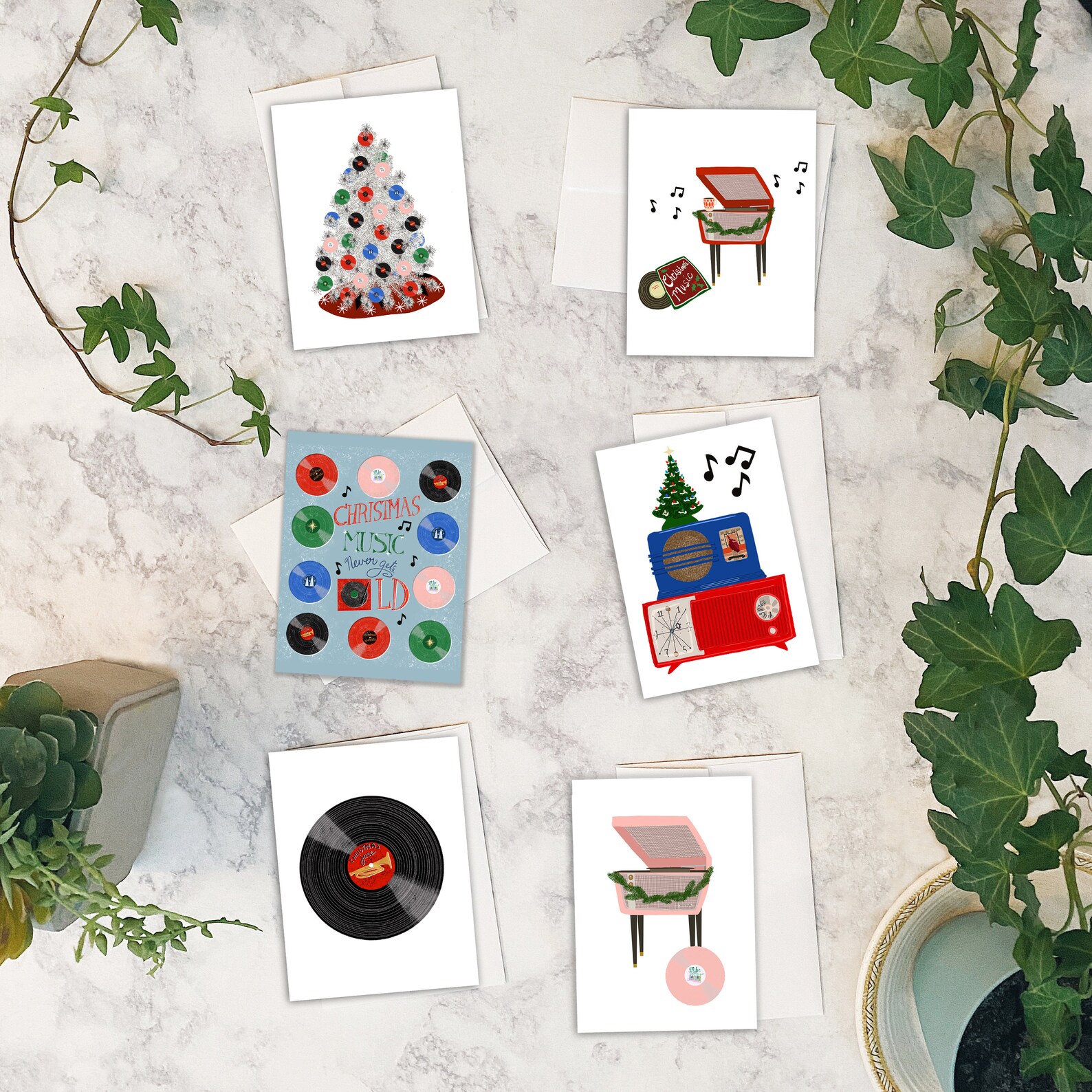 Vintage Christmas Music Cards W/envelopes Set of 6 | MCM Greeting Cards ...