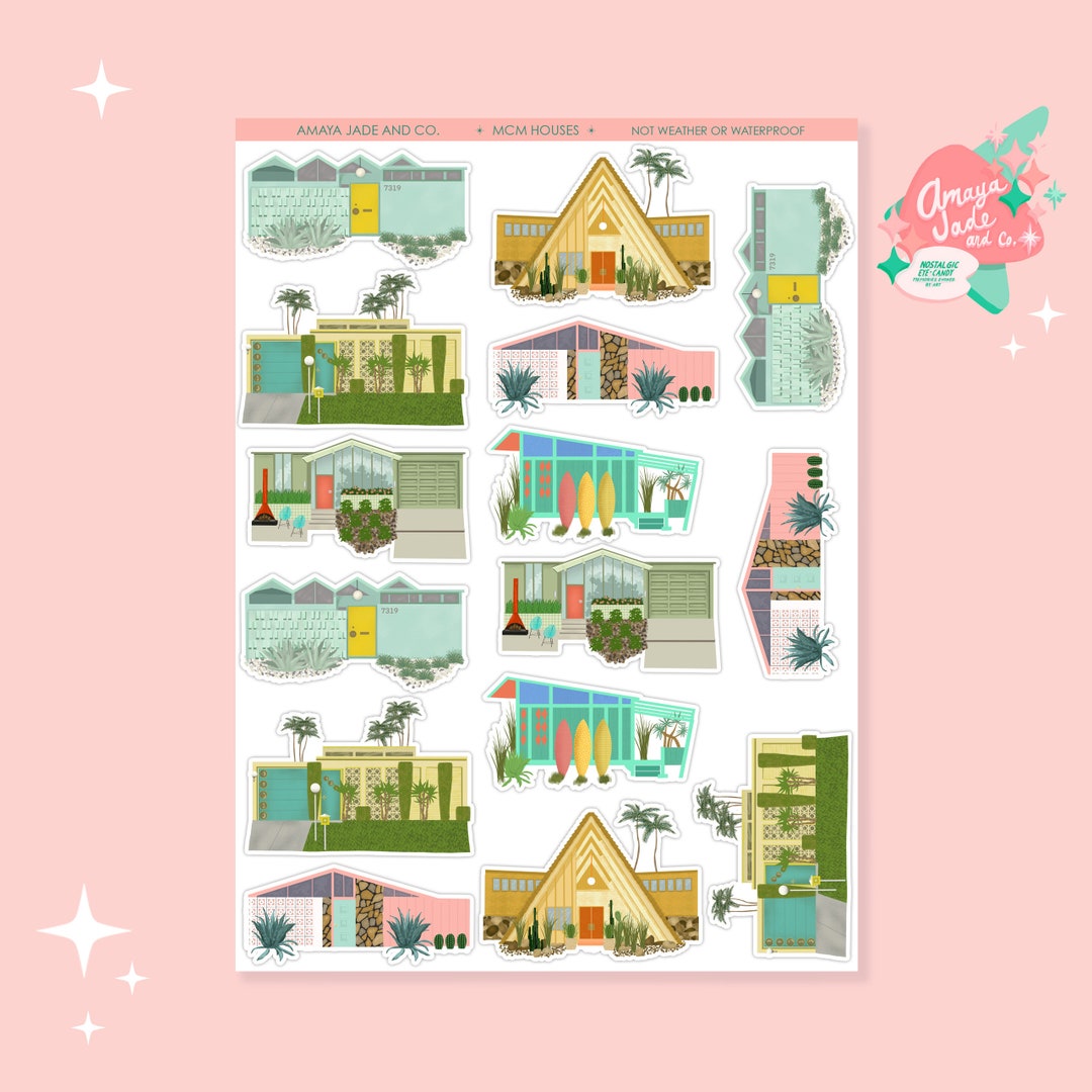 MCM House Stickers: Mid Century Modern Art Stickers - Etsy