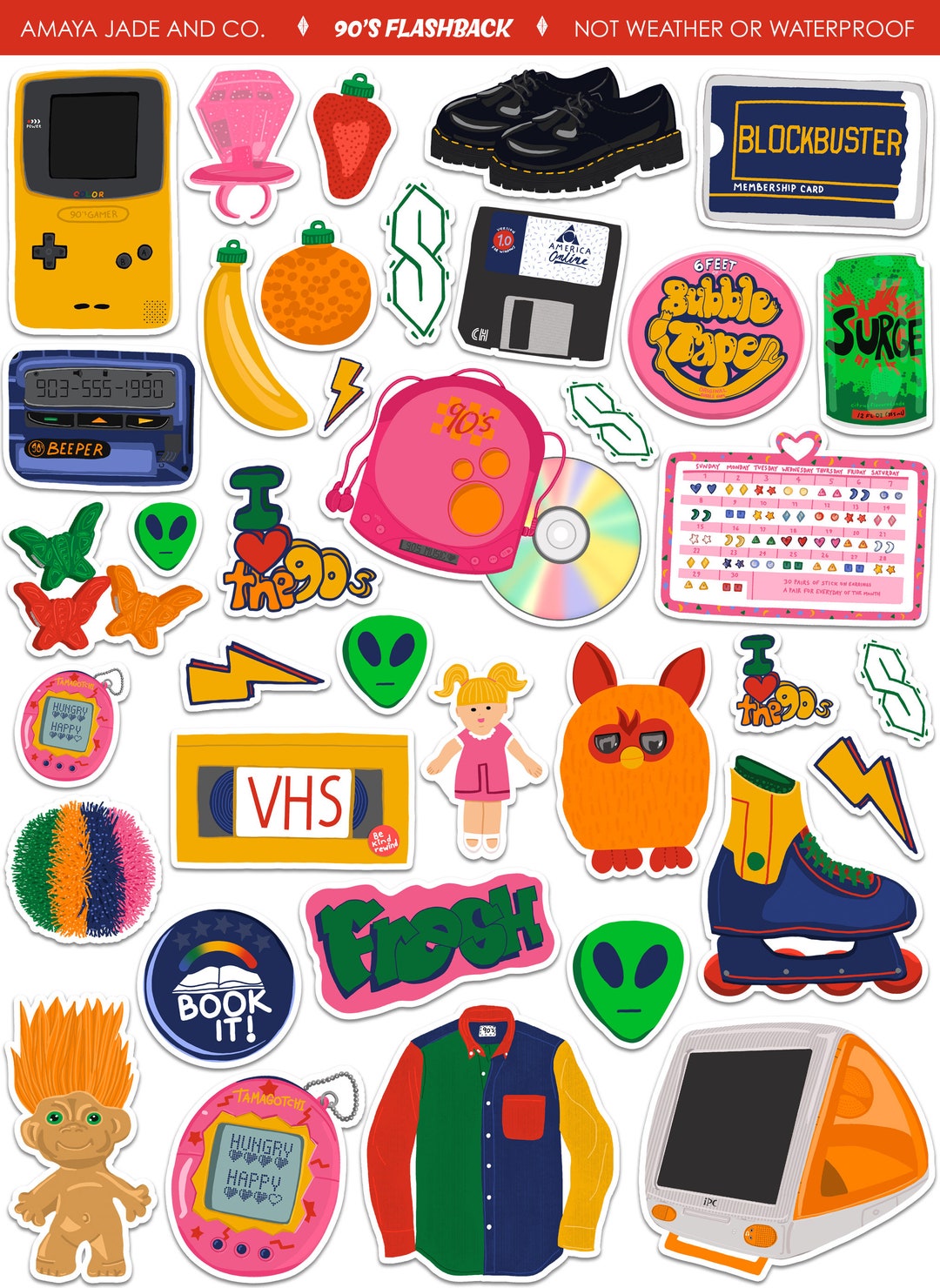 90s Stickers, 90s Pop Culture, Birthday Gift for Sister, 90s Nostalgia ...