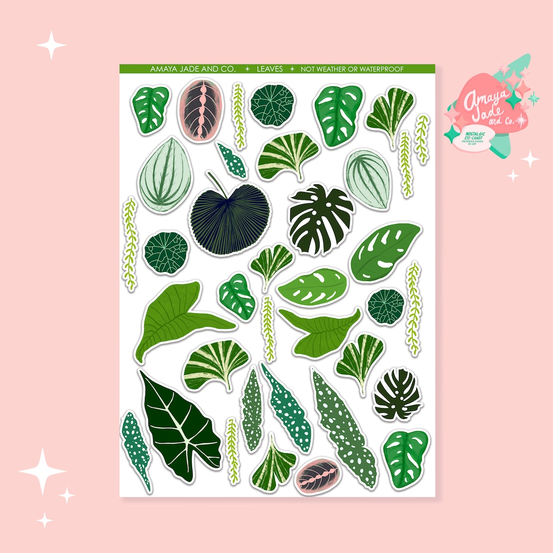 Leaves Stickers, Leaf Stickers, Plant Stickers, Birthday Gift for Mom ...
