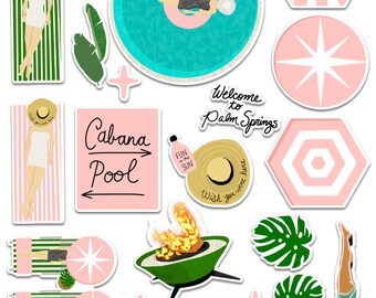 Papercraft Materials Stickers Palm Springs Style Vintage Bathing Suits ...