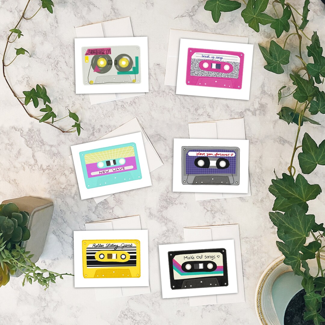 80's Mix Tapes Cards W/envelopes Set of 6 | 80's Greeting Cards | 80's ...