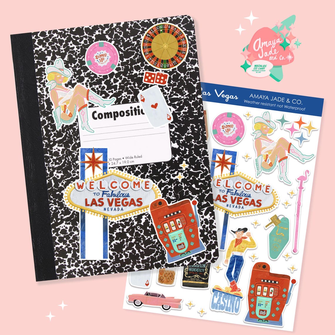 Vintage Las Vegas Sticker Set: Retro Scrapbook Travel Decals - Etsy
