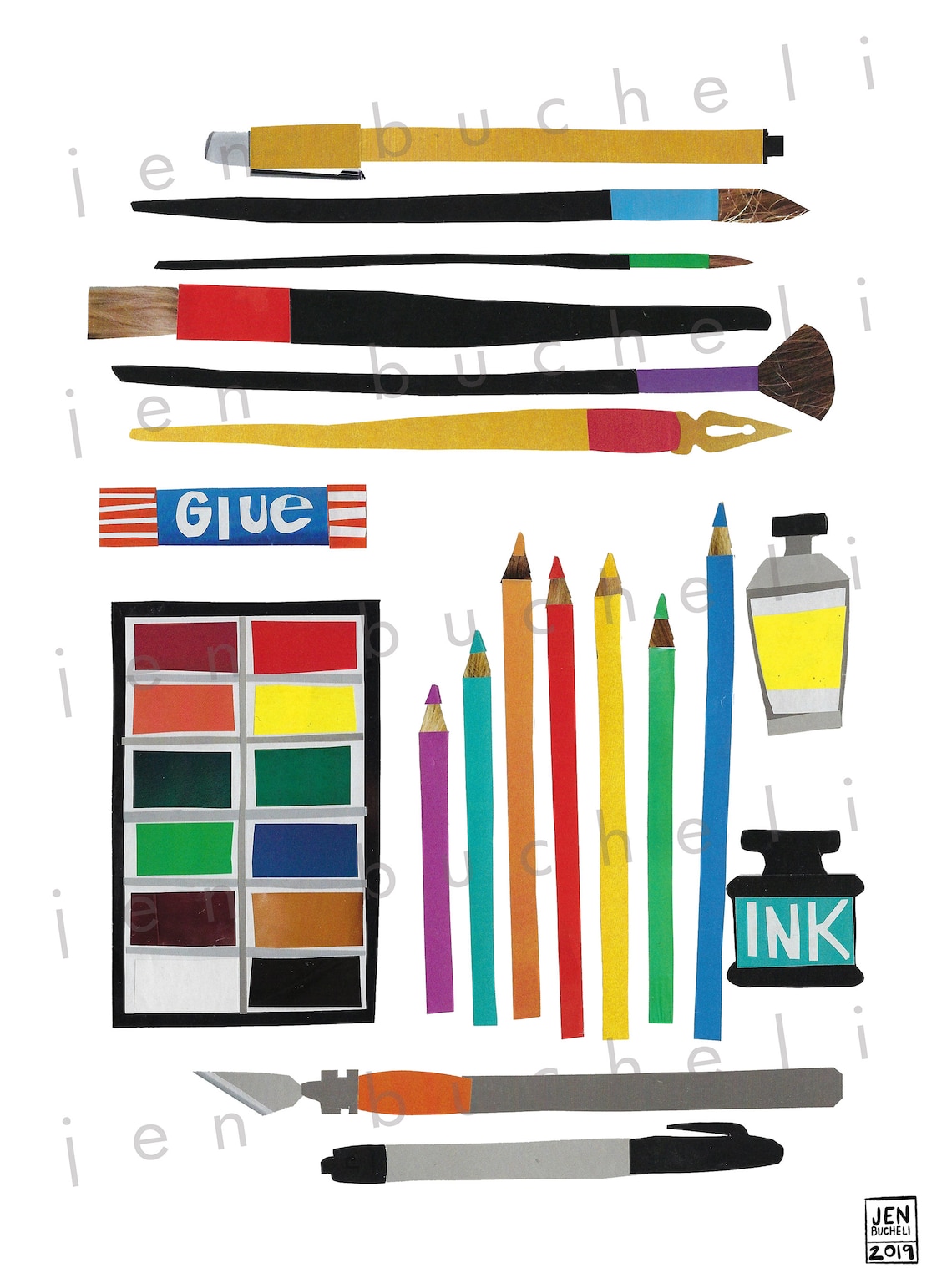 Art Supplies Collage Print Art Class Tools Create Make - Etsy