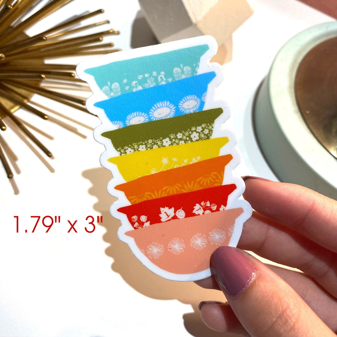 Stacked Rainbow Pyrex Vinyl Sticker, Vinyl Sticker, Retro Sticker ...