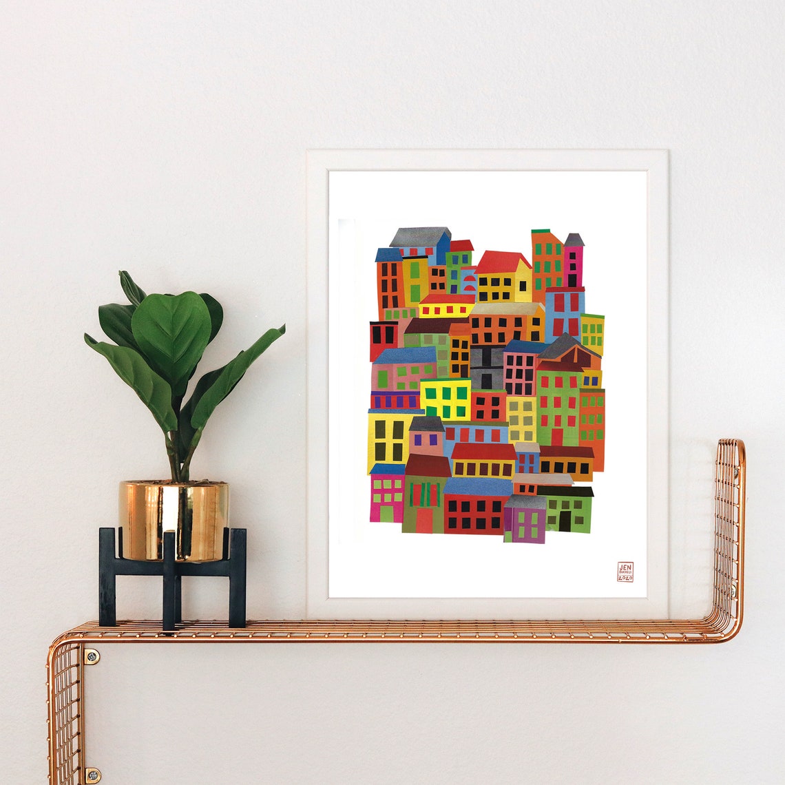 Colorful Houses Collage Print - Etsy