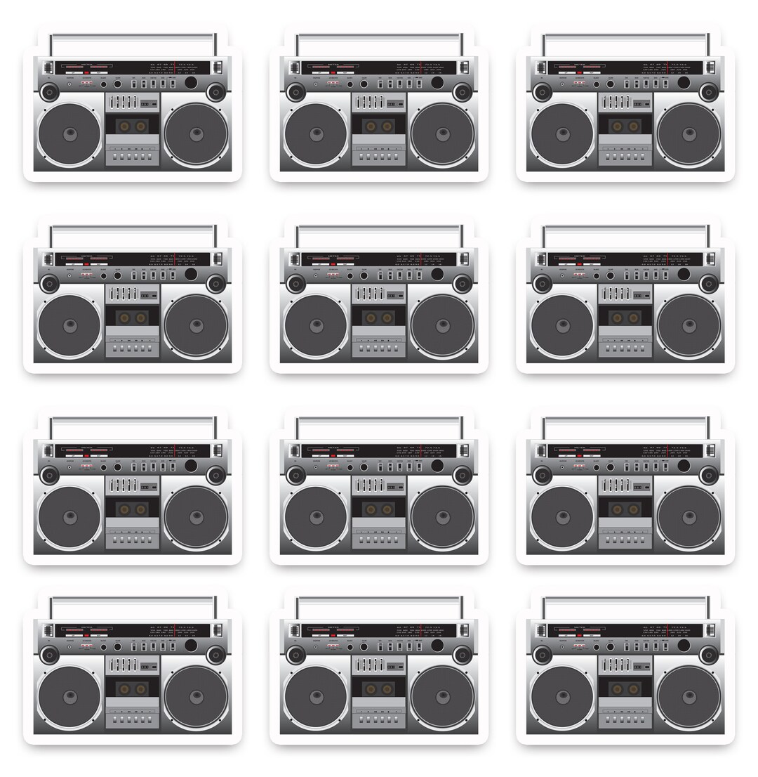 Boombox Art Sticker Set, Boombox Stickers, 80s Boombox Stickers, 80s ...