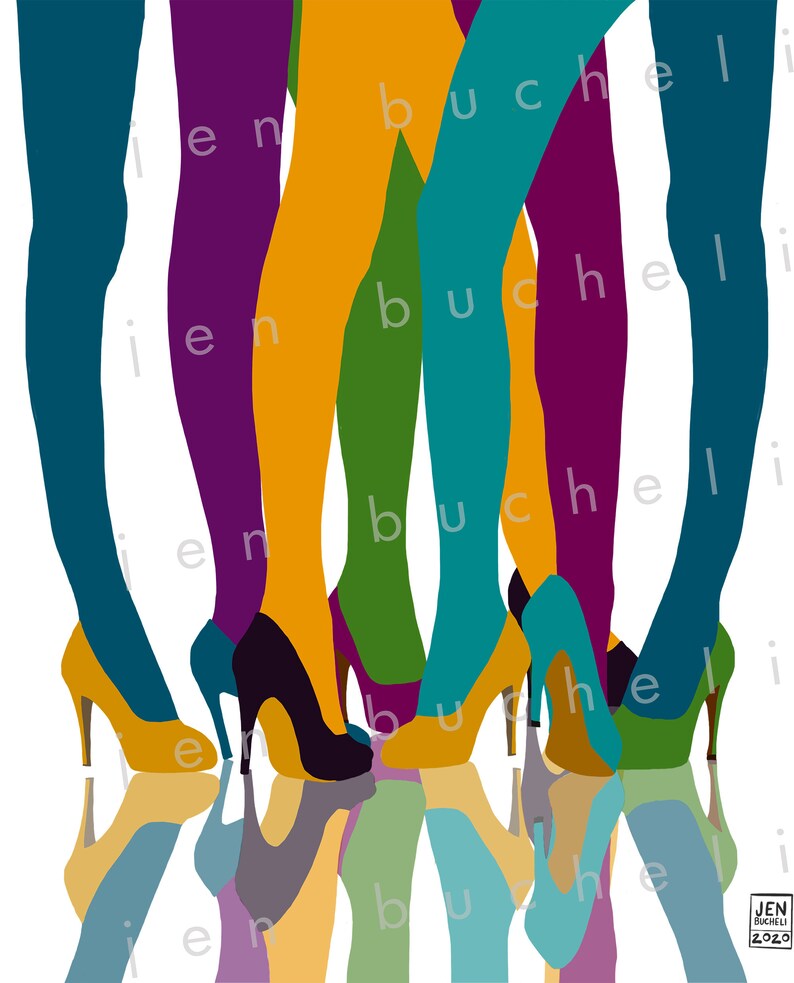 Colorful Legs and Heels Print Fashion Art High Heels Art | Etsy