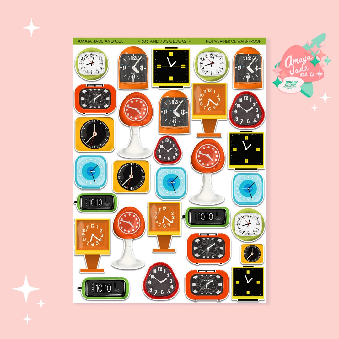 60's Stickers, Space Age Clocks, Atomic Clocks, Nostalgic Stickers ...