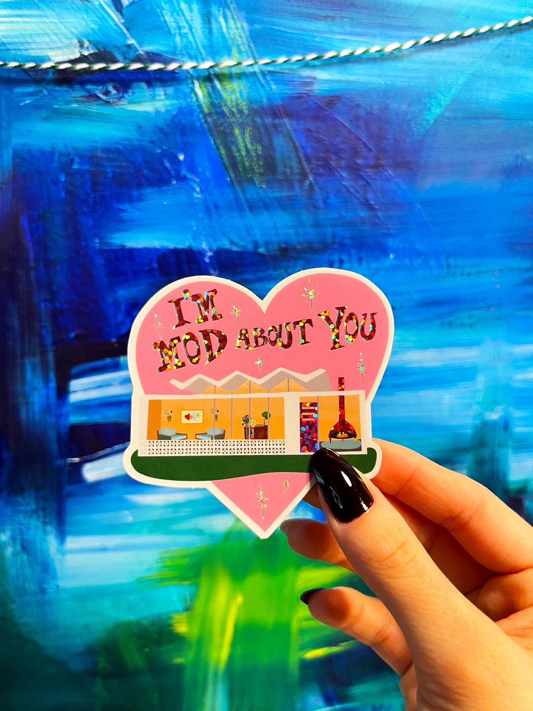 I'm Mod About You Vinyl Glitter Sticker: MCM Love Gift - Etsy