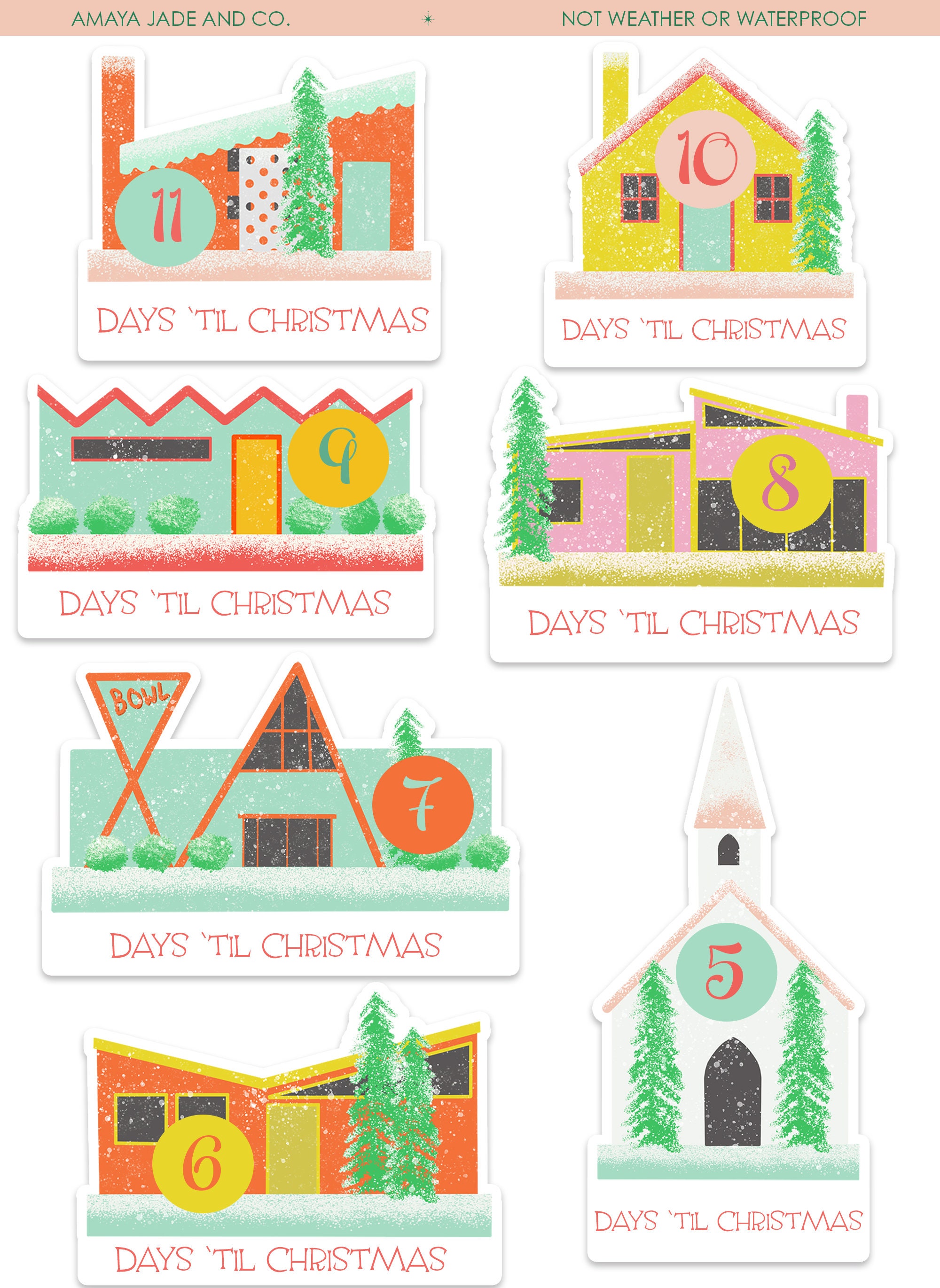 Putz Houses Advent Calendar Art Sticker Set Stickers | Etsy