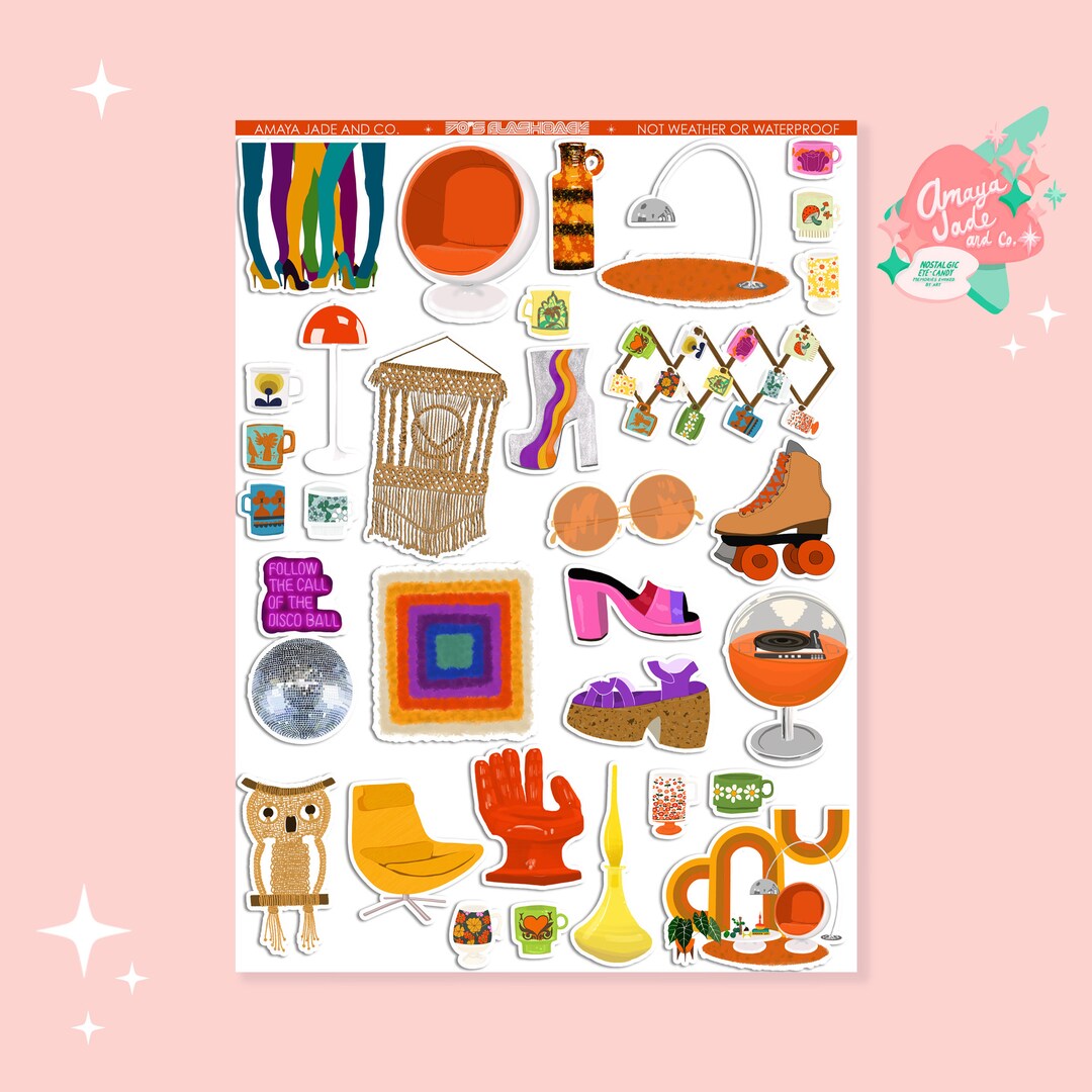 70's Stickers, 70's Fashion, Nostalgic Stickers, 70's Party Decor ...