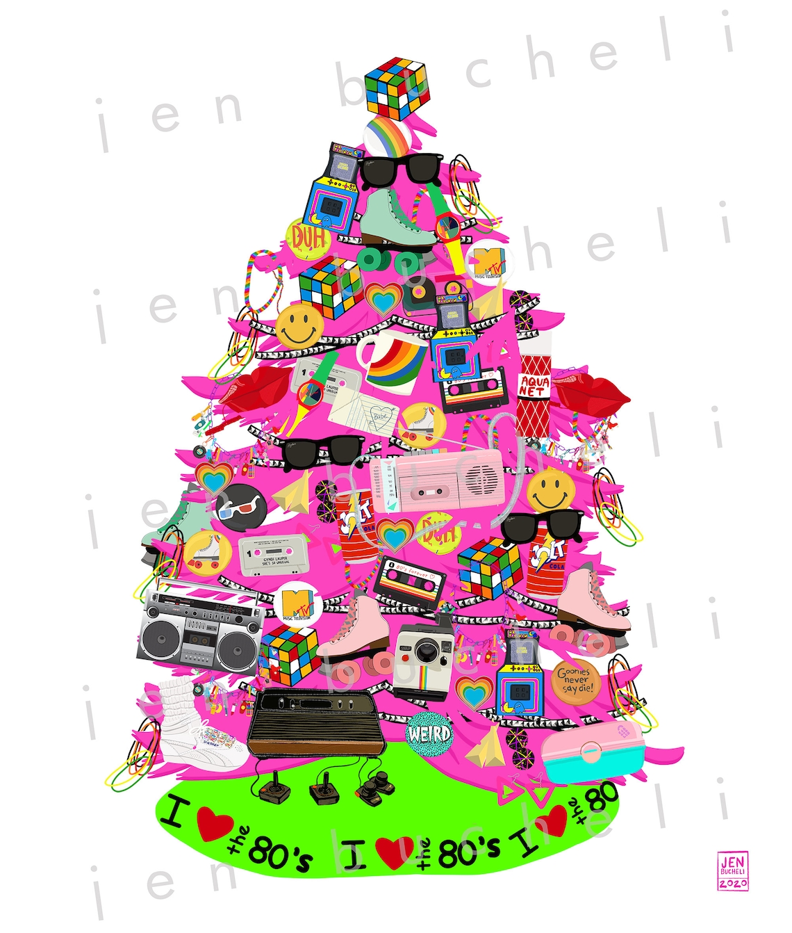 80's Christmas Tree Art Print Flashback Christmas - Etsy