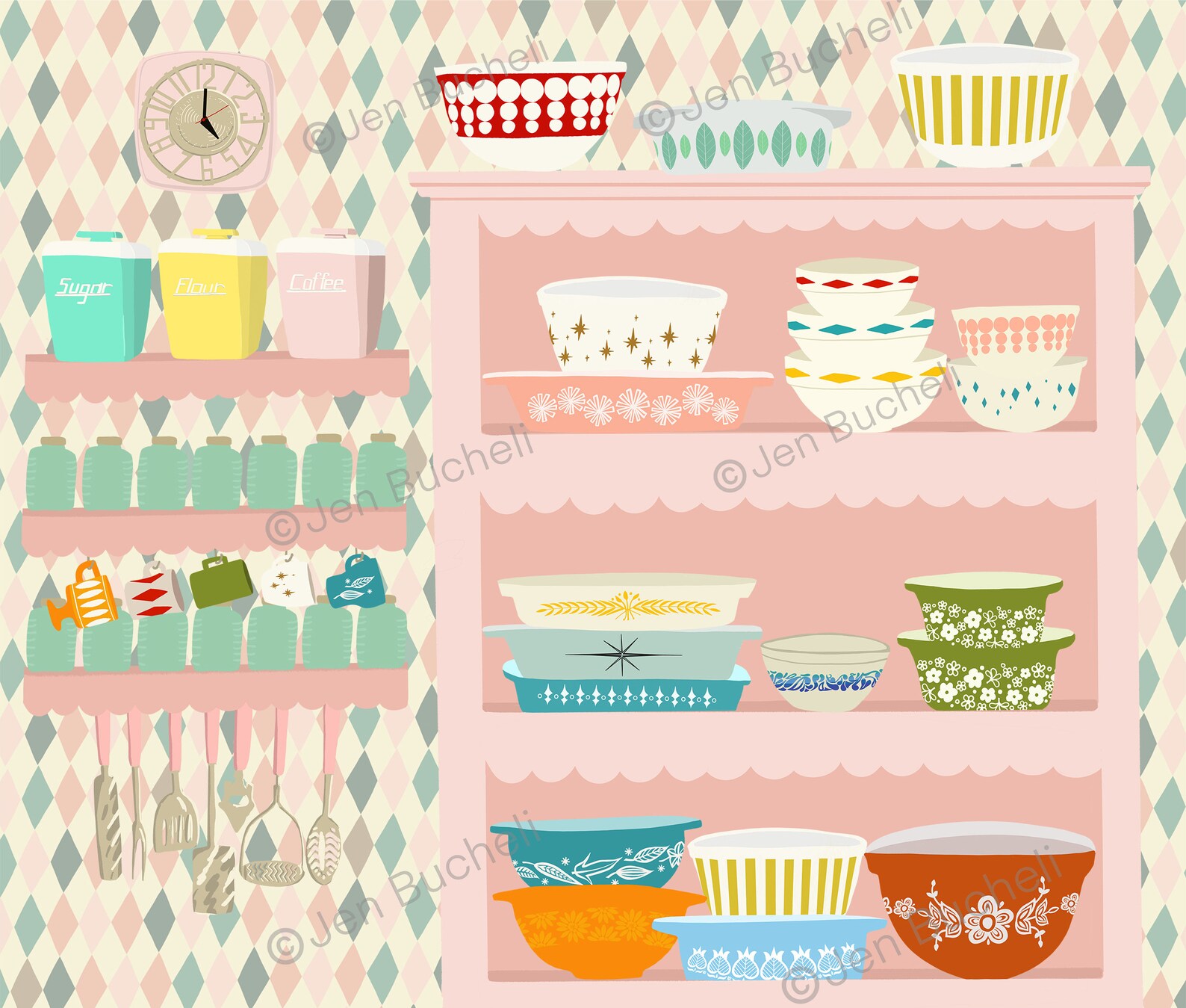 Vintage Kitchen Cards W/envelopes Set of 6 Pink Kitchen - Etsy