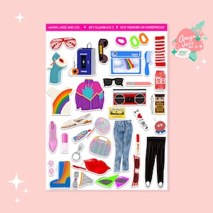 80's Nostalgia Sticker Set: Pop Culture Scrapbook Designs - Etsy