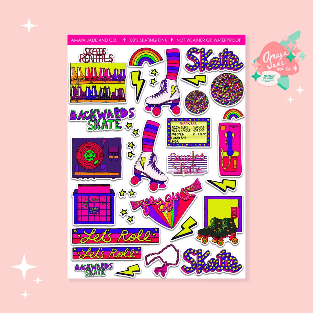 80's Skating Rink Sticker Set: Nostalgic Pop Culture Art - Etsy