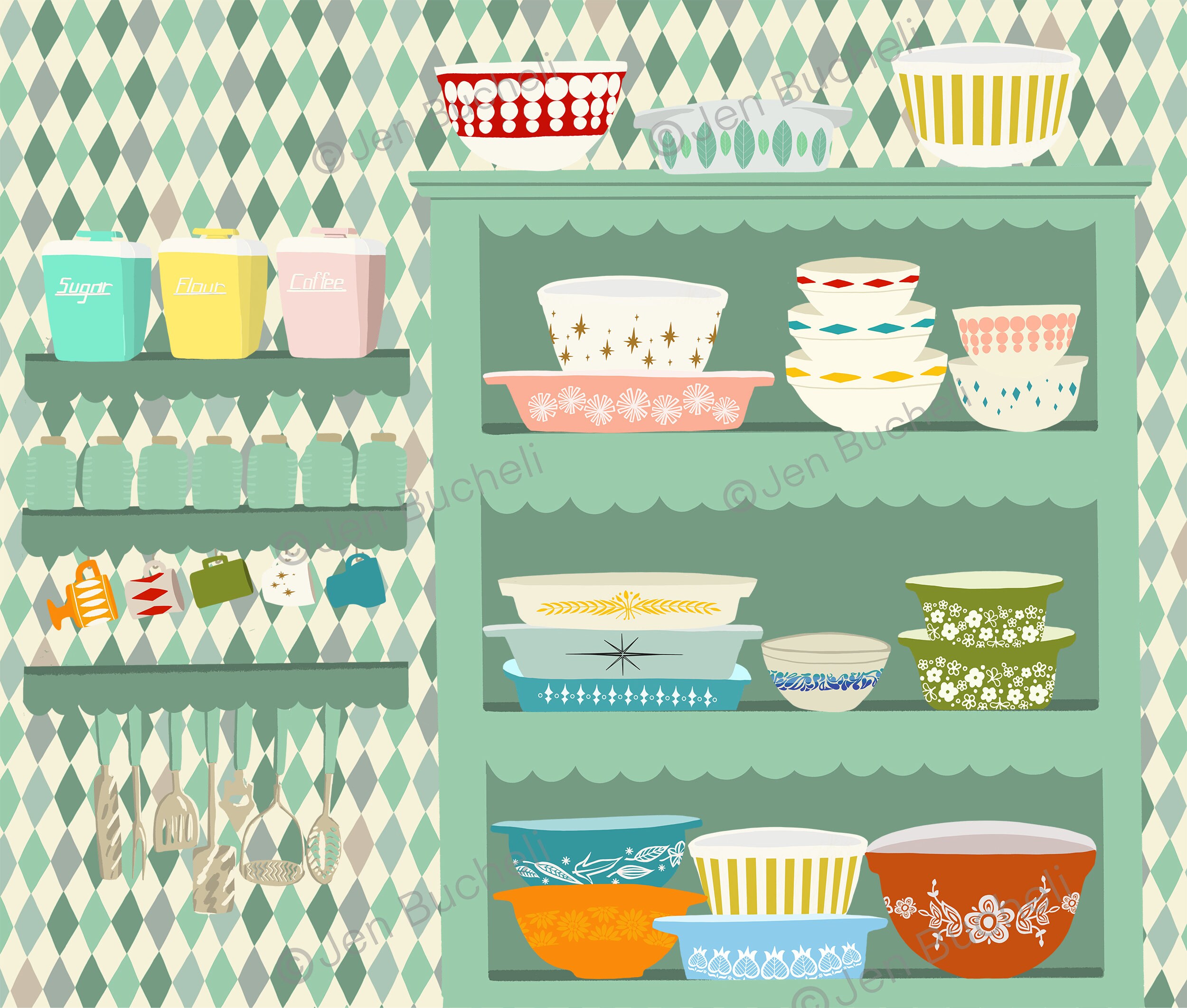 Vintage Kitchen Cards W/envelopes Set of 6 Pink Kitchen | Etsy