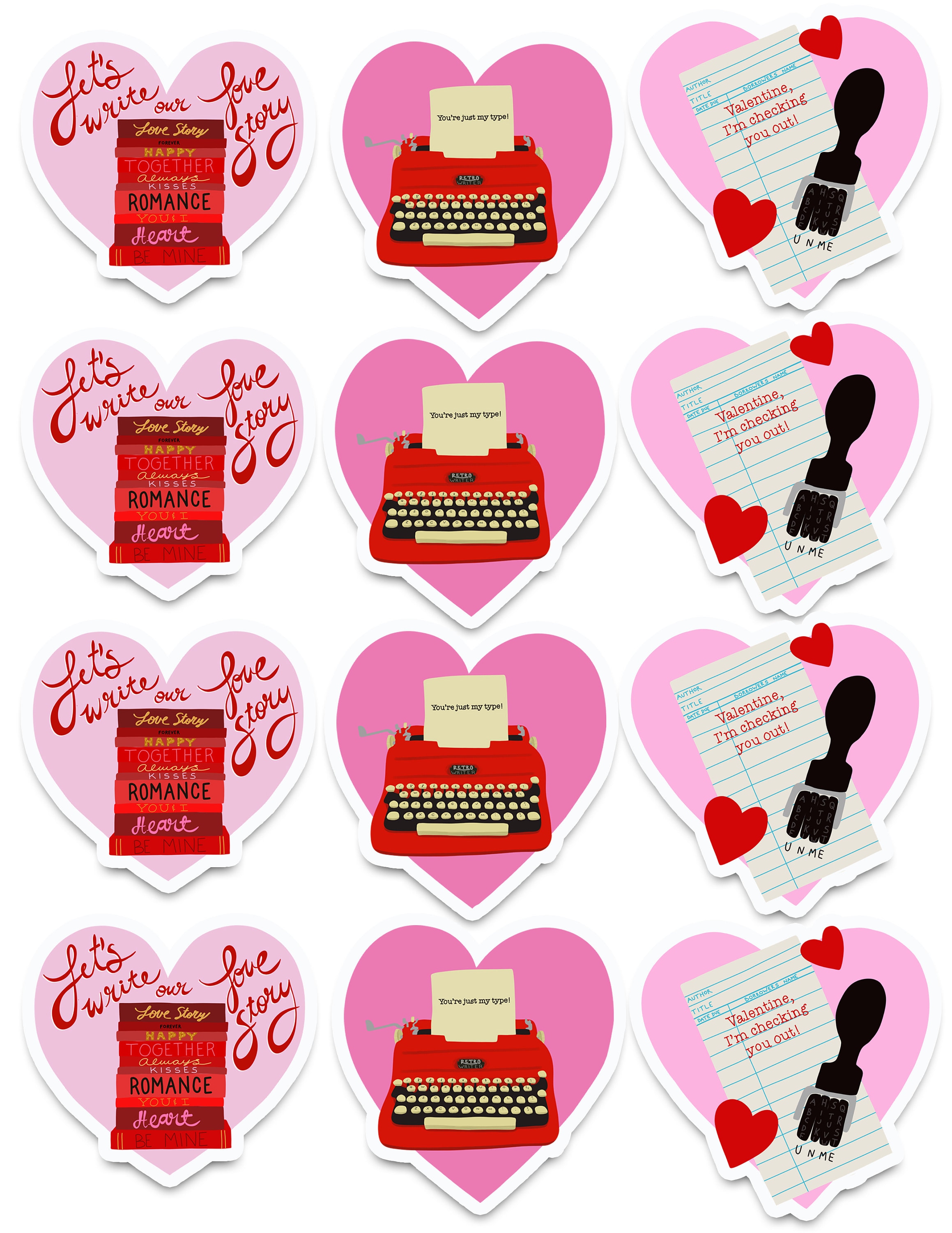 Book Lover's Valentine Art Sticker Set Library Vintage | Etsy