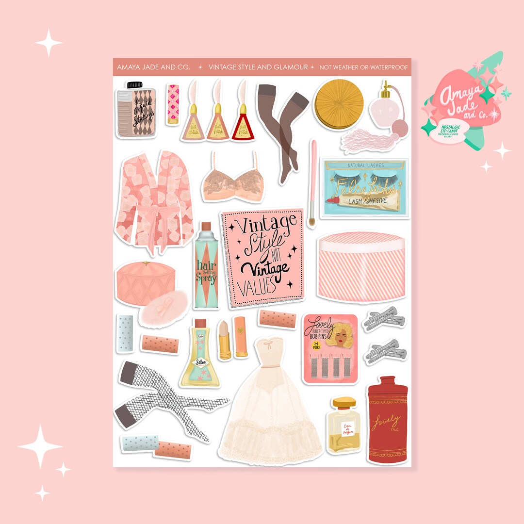 50's Fashion Stickers, Make up Stickers, Retro Stickers, Nostalgic ...