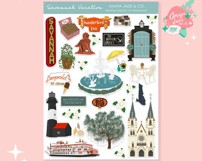 Savannah, Georgia Sticker or Magnet / Travel Sticker / Waterproof Vinyl ...