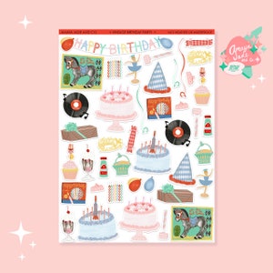 Vintage Birthday Stickers, Birthday Stickers, Party Favors, Party Decor ...