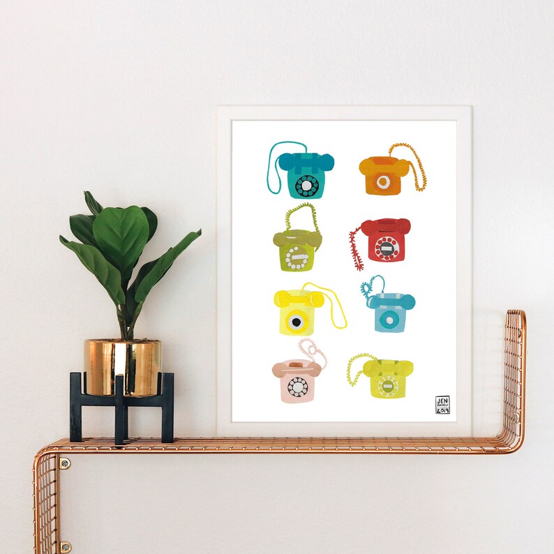 Retro Rotary Phones Collage Print Rotary Phone Art Call Me - Etsy