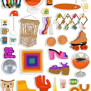 Nostalgic Sticker Bundle Pack, Retro Sticker Pack, 50's Stickers, 60's ...