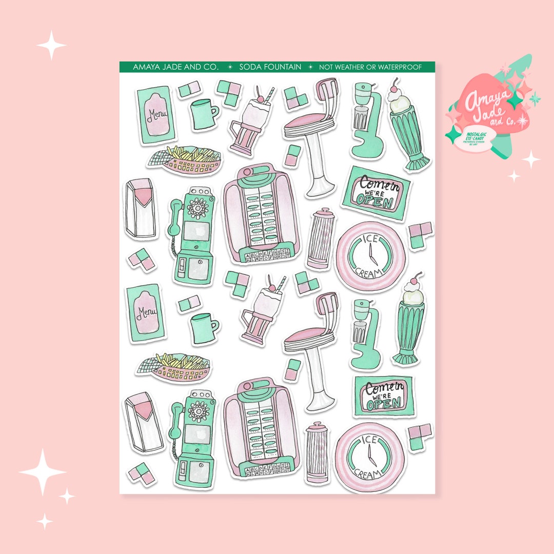 Diner Stickers, Ice Cream Parlor, Stickers, Nostalgic Stickers ...
