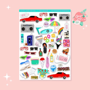 80's Stickers, Pop Culture Stickers, 80s Fashion, Summer Stickers, Pool ...