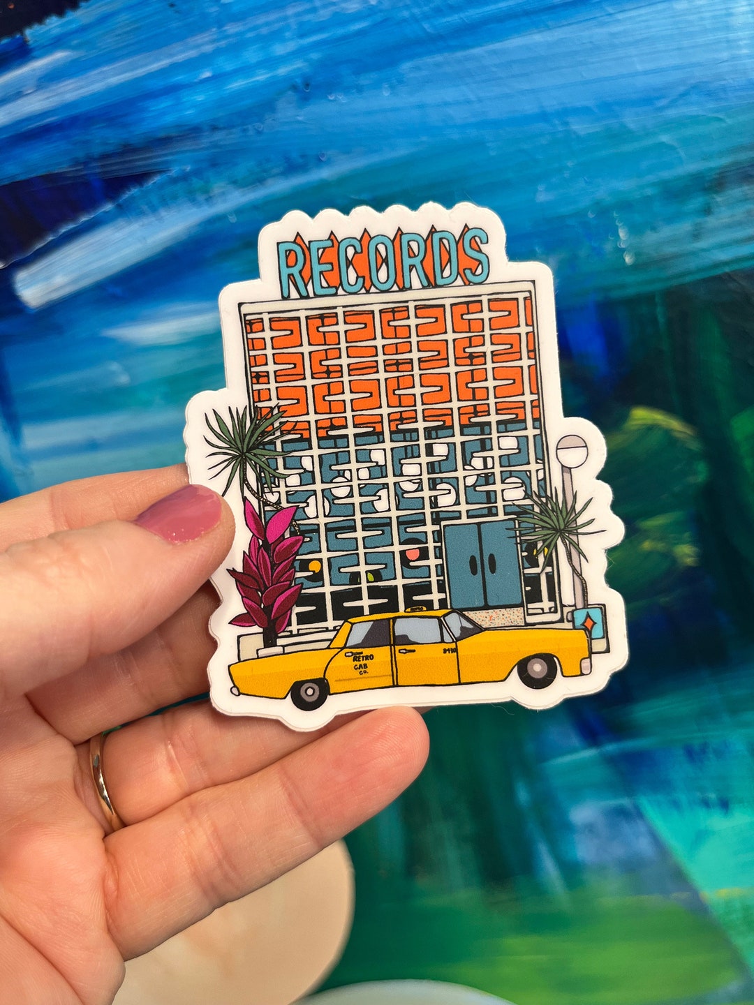 Record Store Vinyl Sticker: Breeze Blocks, Plants, MCM, Waterproof - Etsy