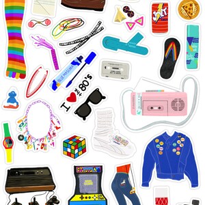 80's Sticker Pack, Nostalgic Stickers, 80's Party Decor, Scrapbook ...