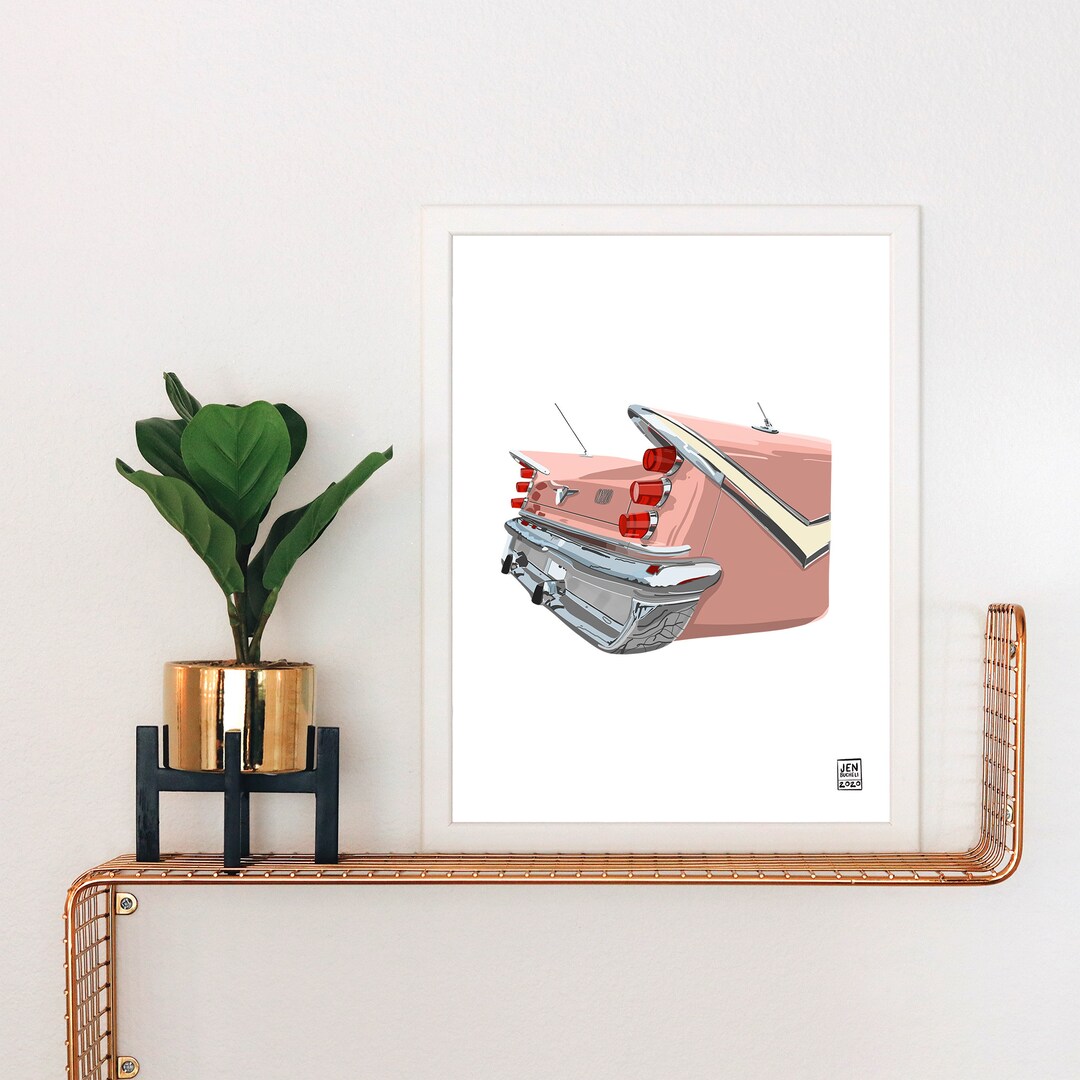 Pink Desoto Art Print: Vintage Classic Car With Fins - Etsy