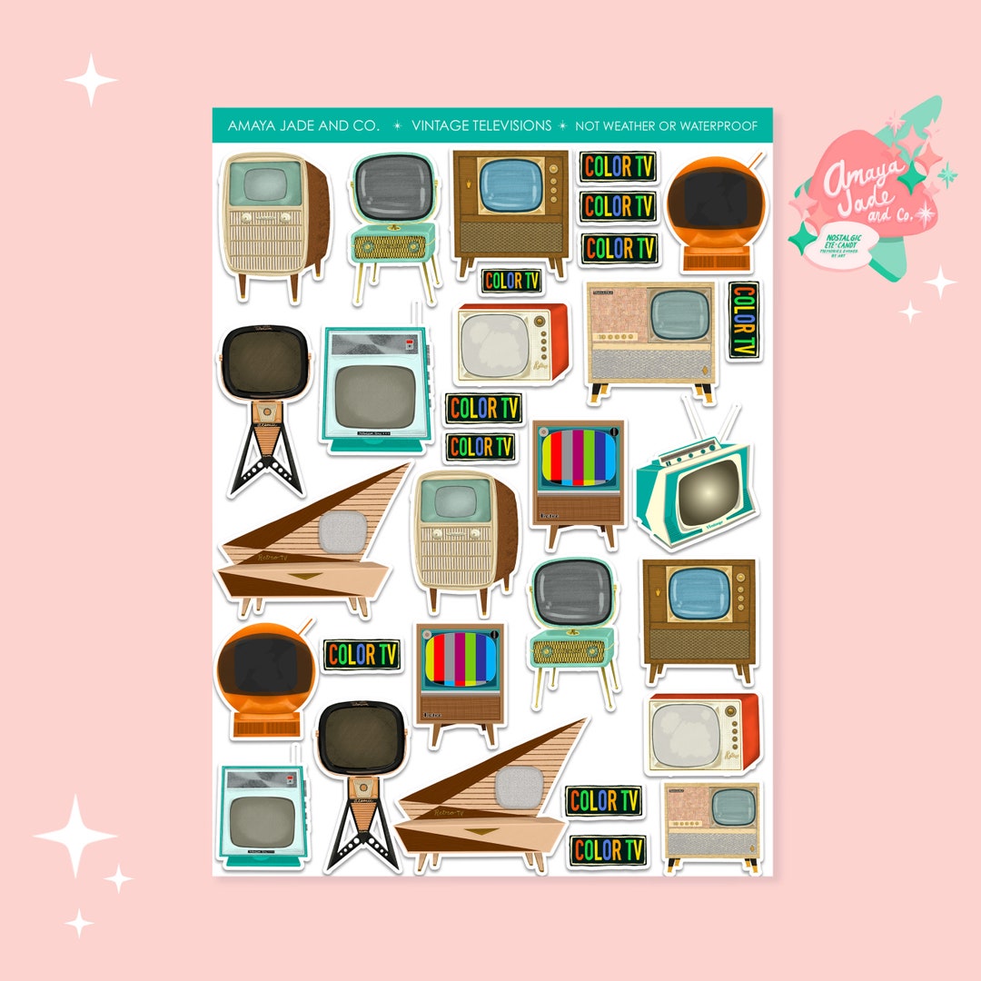 Vintage TV Stickers: Retro Television Set - Etsy