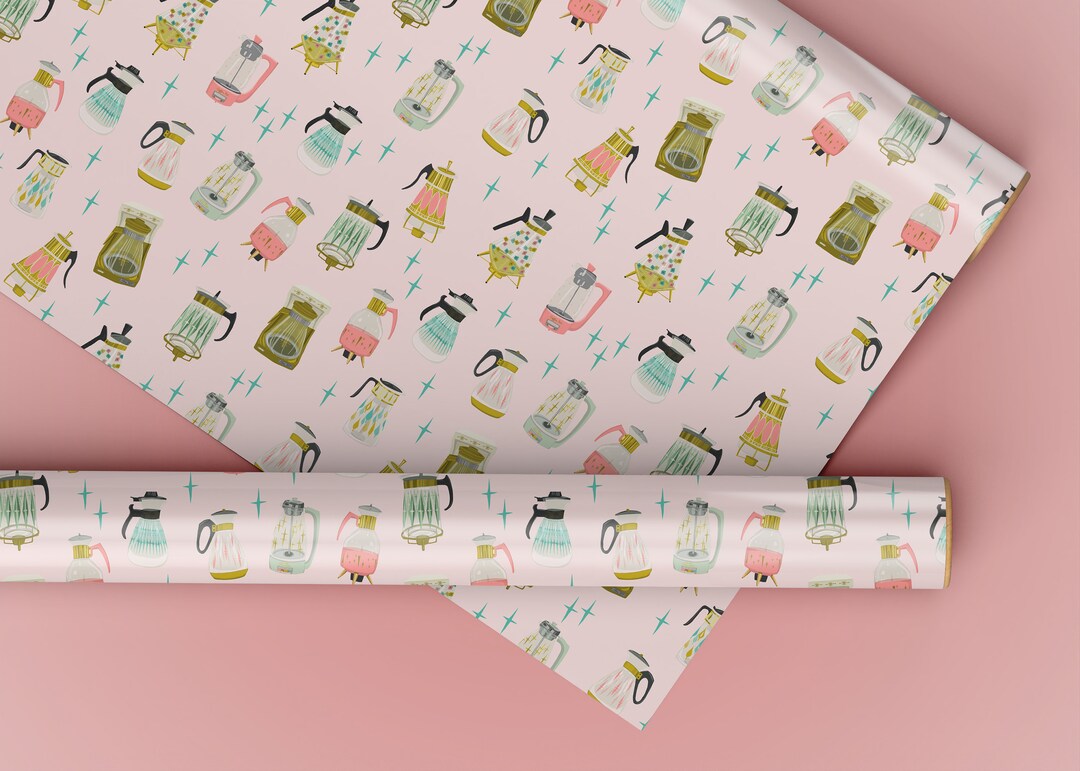 Vintage Coffee Pots Art Wrapping Paper: Unique Coffee Lover Gift Wrap ...