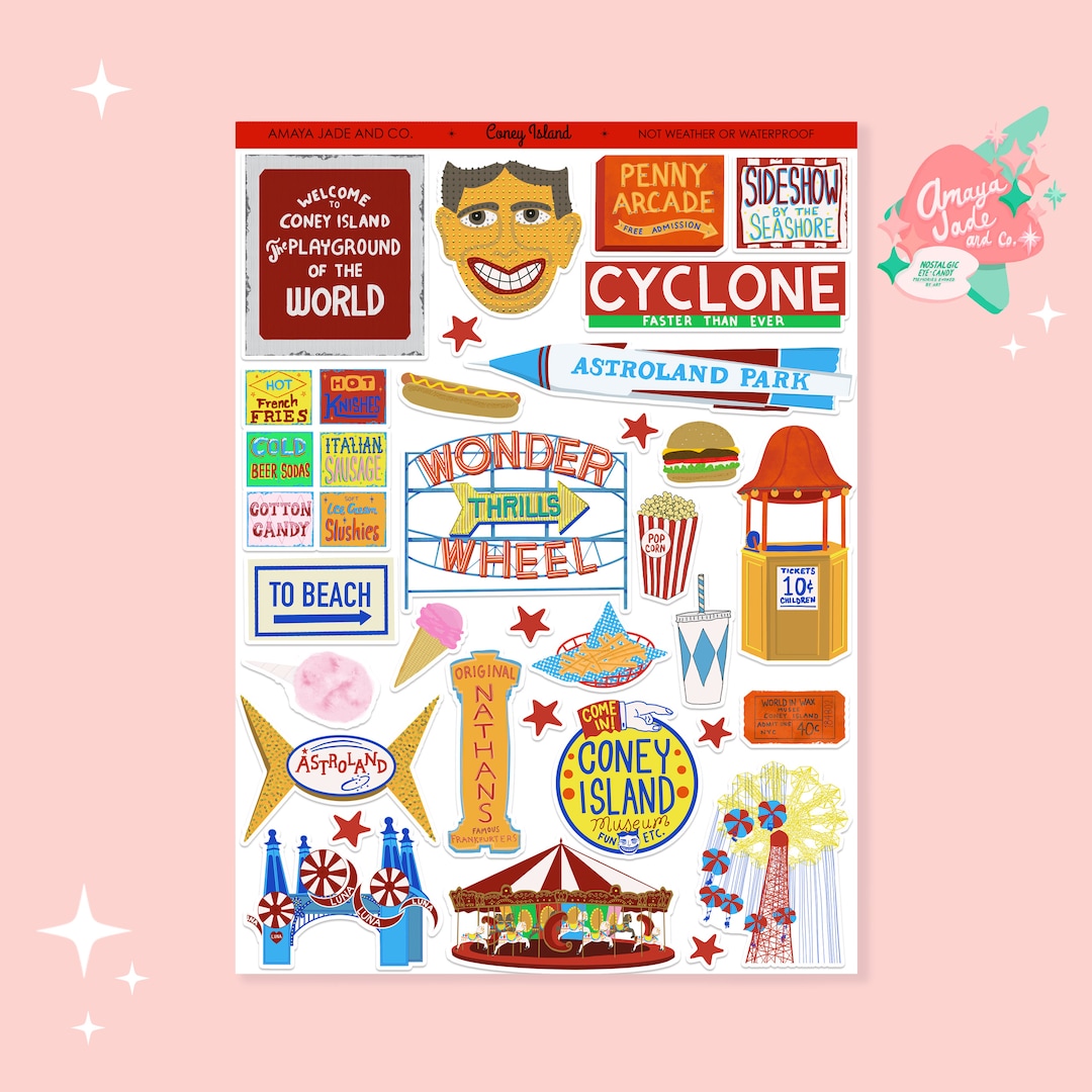 Coney Island Stickers, Mid Century Stickers, Nostalgic Stickers ...
