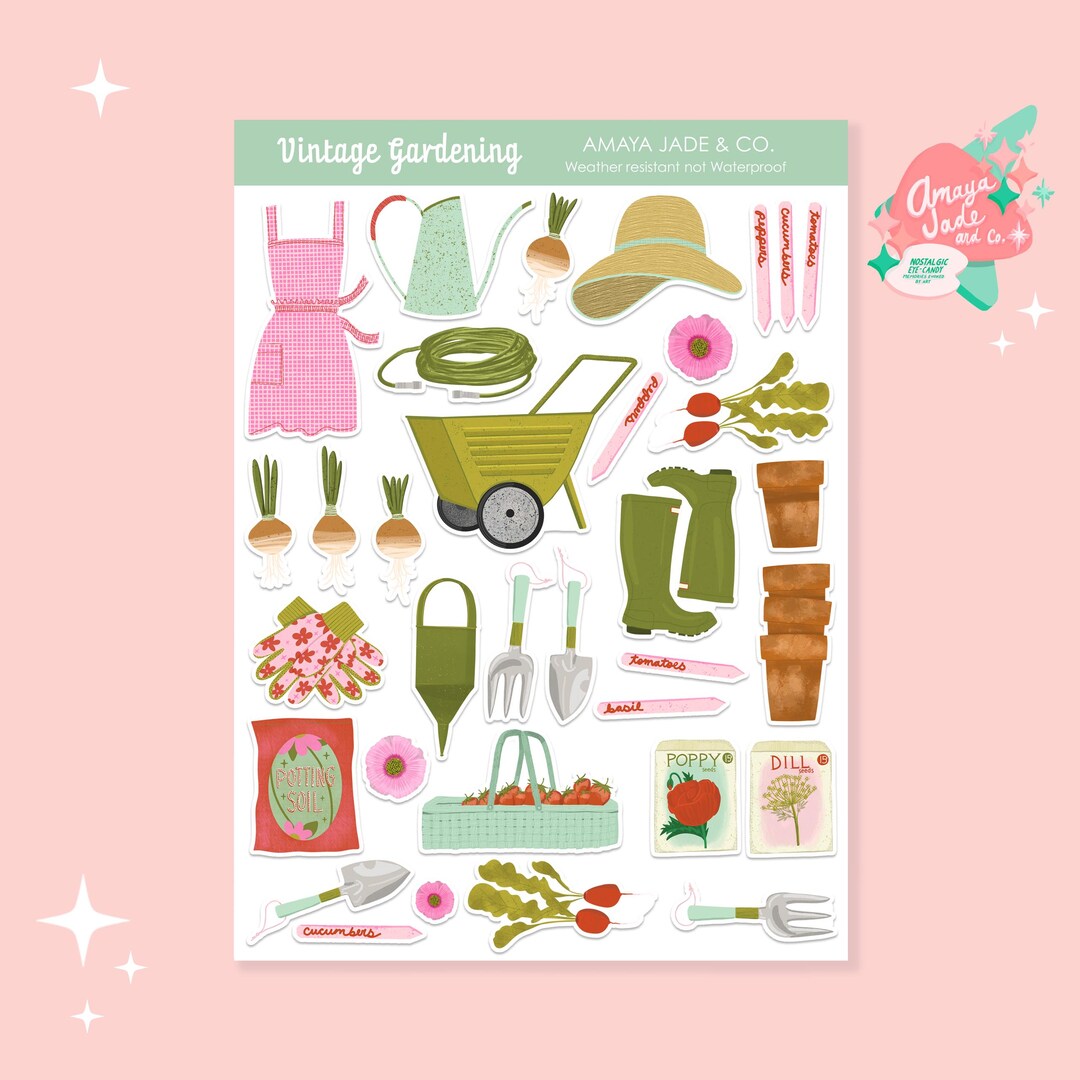 Vintage Gardening Stickers: Retro Garden Scrapbook Set - Etsy