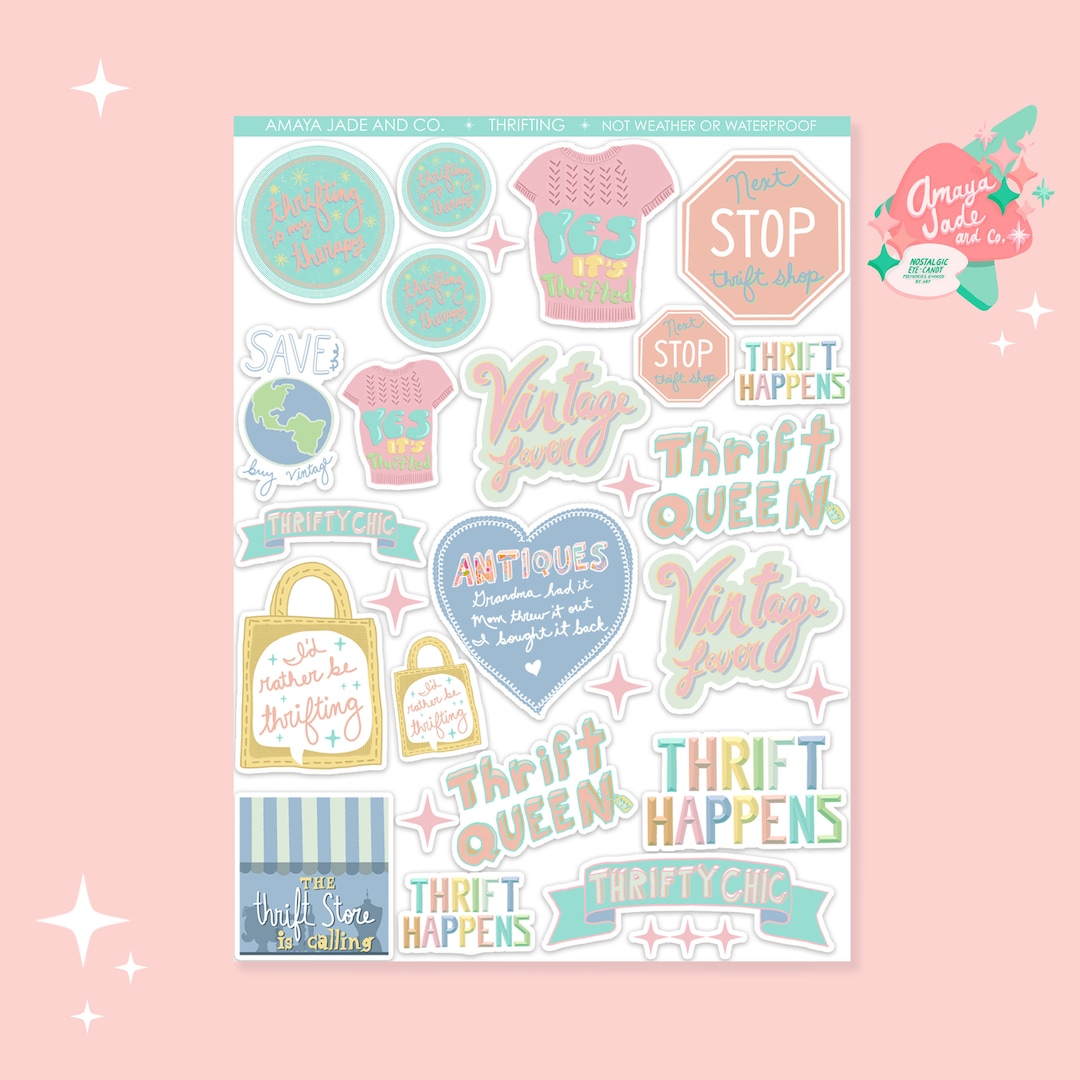 Thrifting Stickers: Retro Thrift Queen Scrapbook Stickers - Etsy