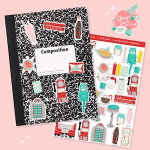 Diner Sticker, Diner Theme Party, Party Decor, 50's Stickers, Scrapbook ...