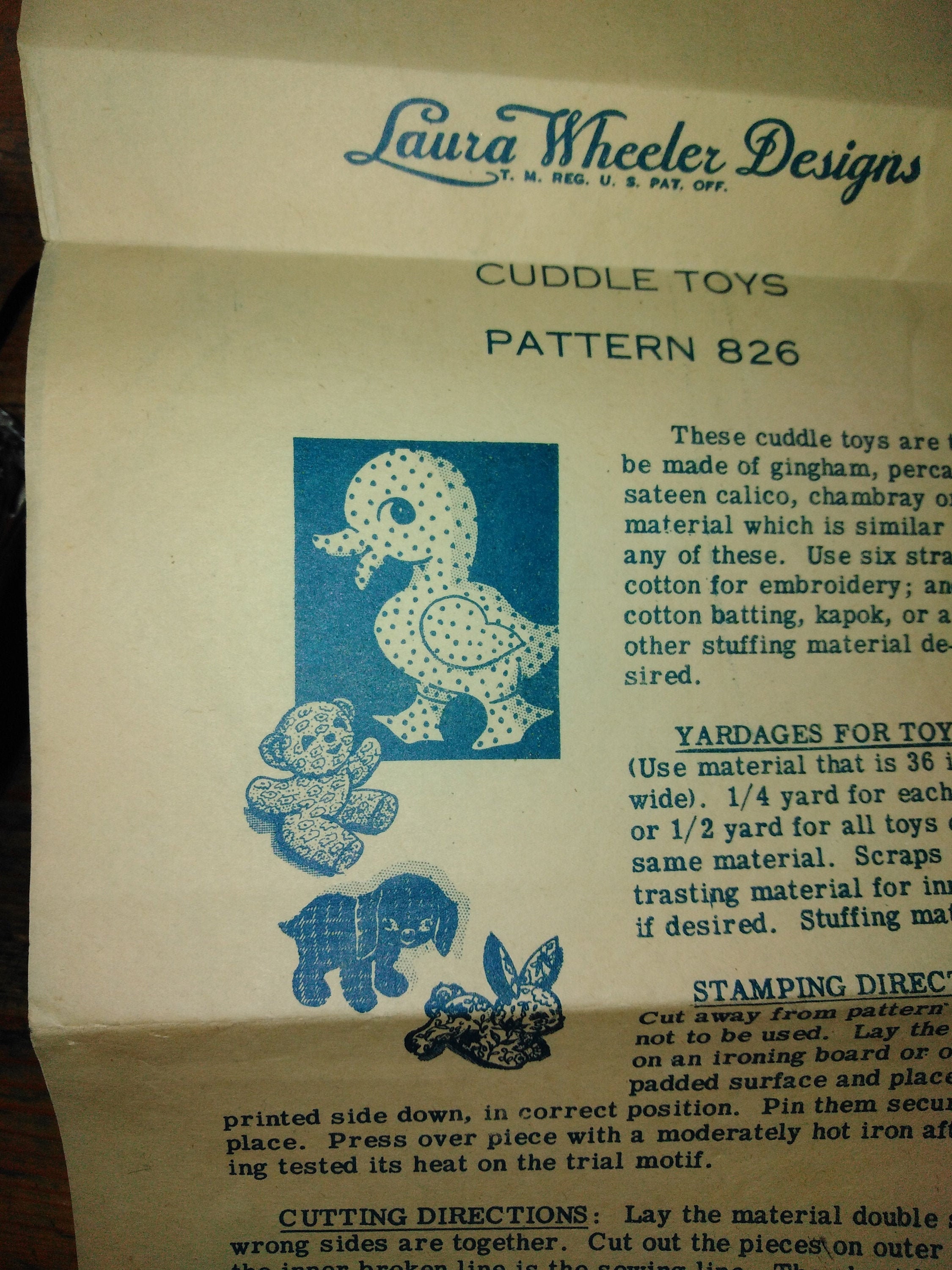 PDF 1930 Laura Wheeler Cuddle Toys Design 826 Sewing Pattern - Etsy